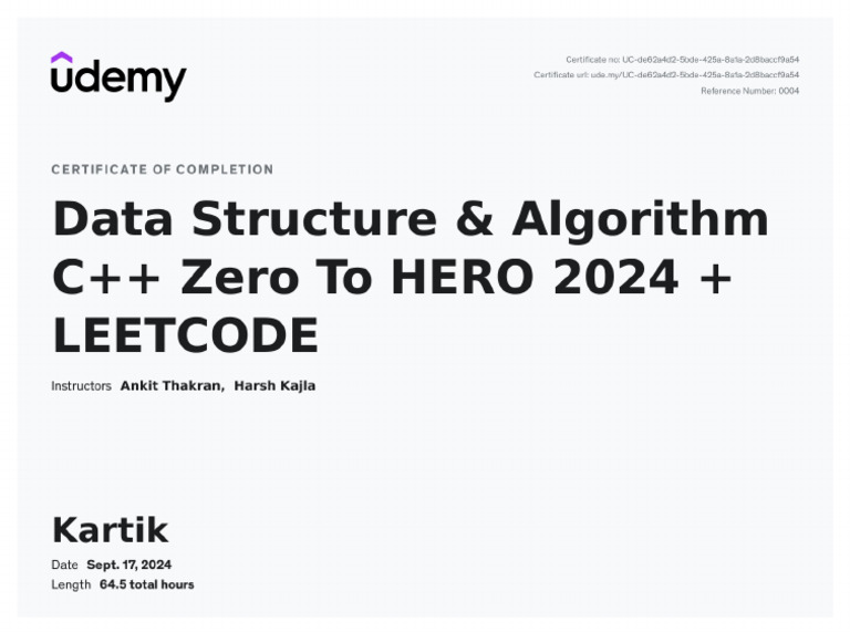 Kartik_DSA_Certificate | PDF