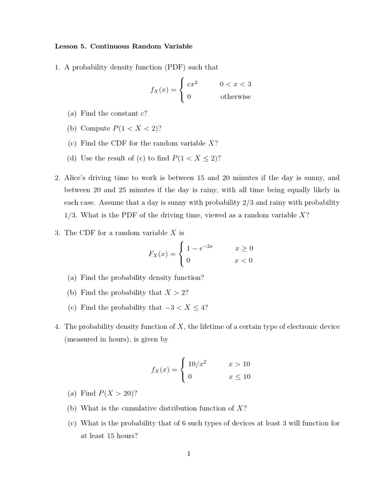 No.5 CRV_p1_2023 | PDF | Probability Density Function | Variance