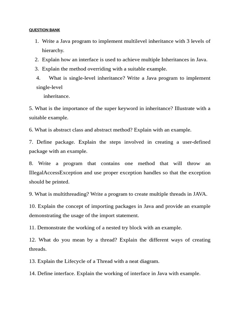 Java Question Bank | PDF