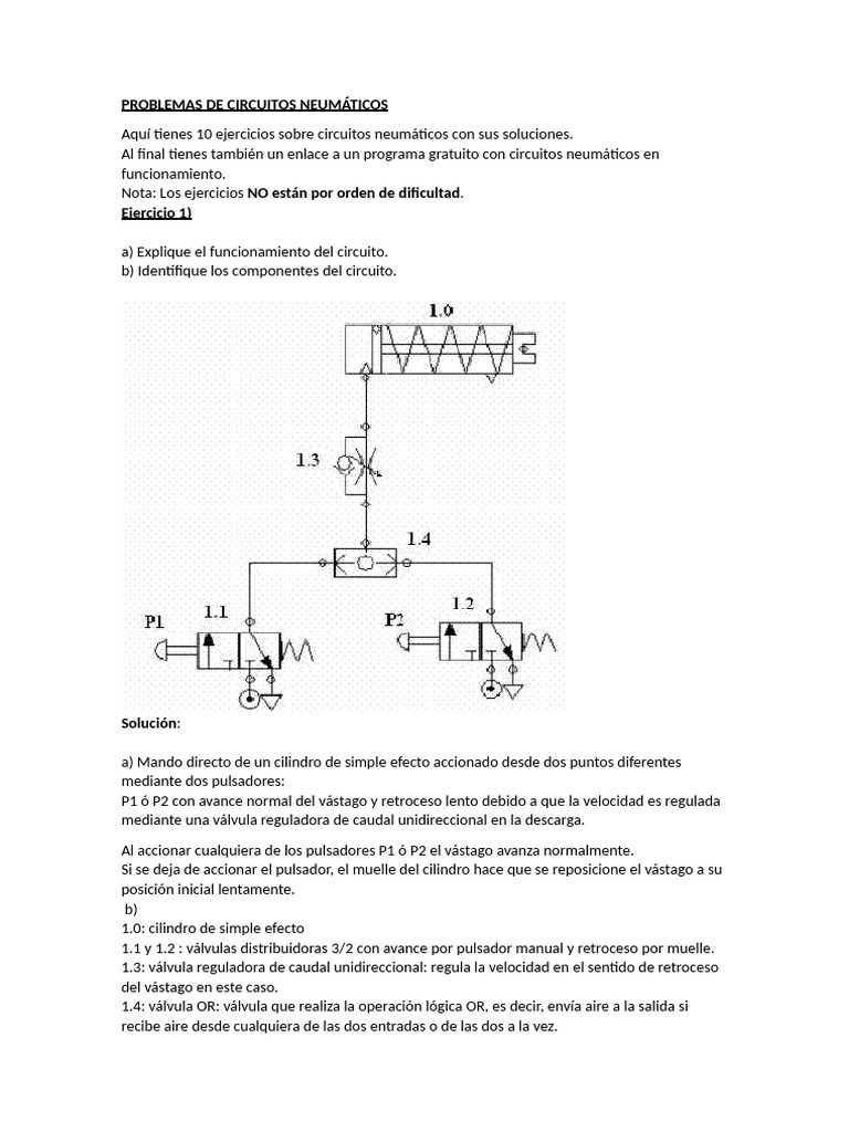 Problemas de Circuitos Neumáticos | PDF | Neumática