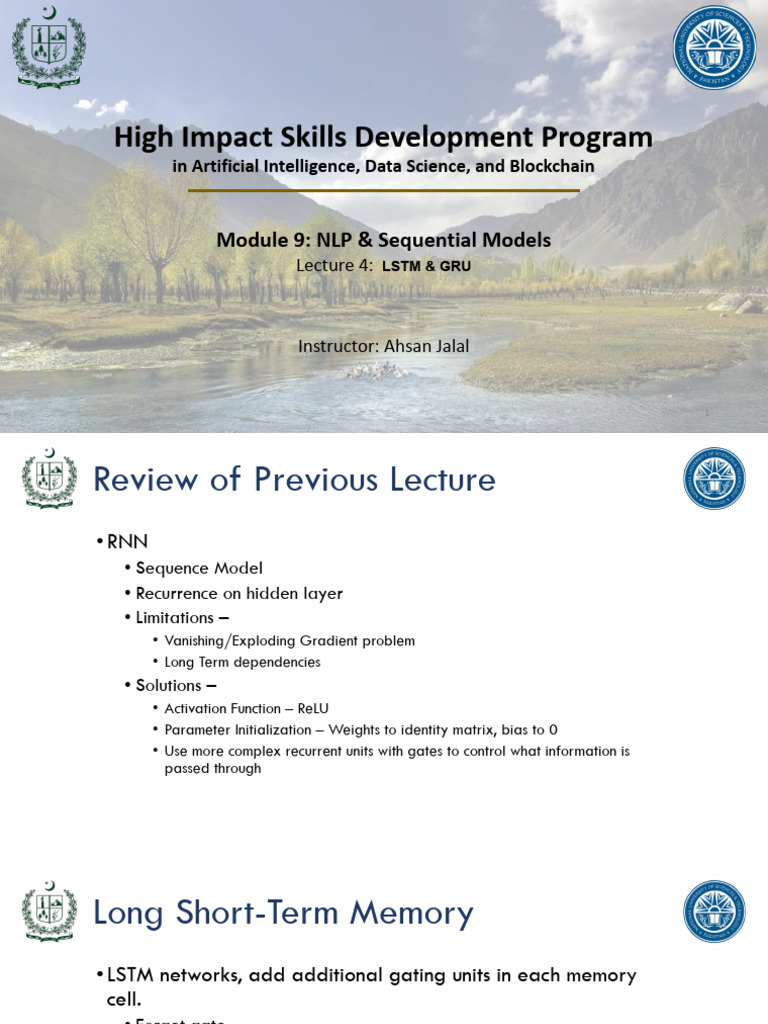 Lecture 3 LSTM,GRU.pptx | PDF | Machine Learning | Artificial Intelligence