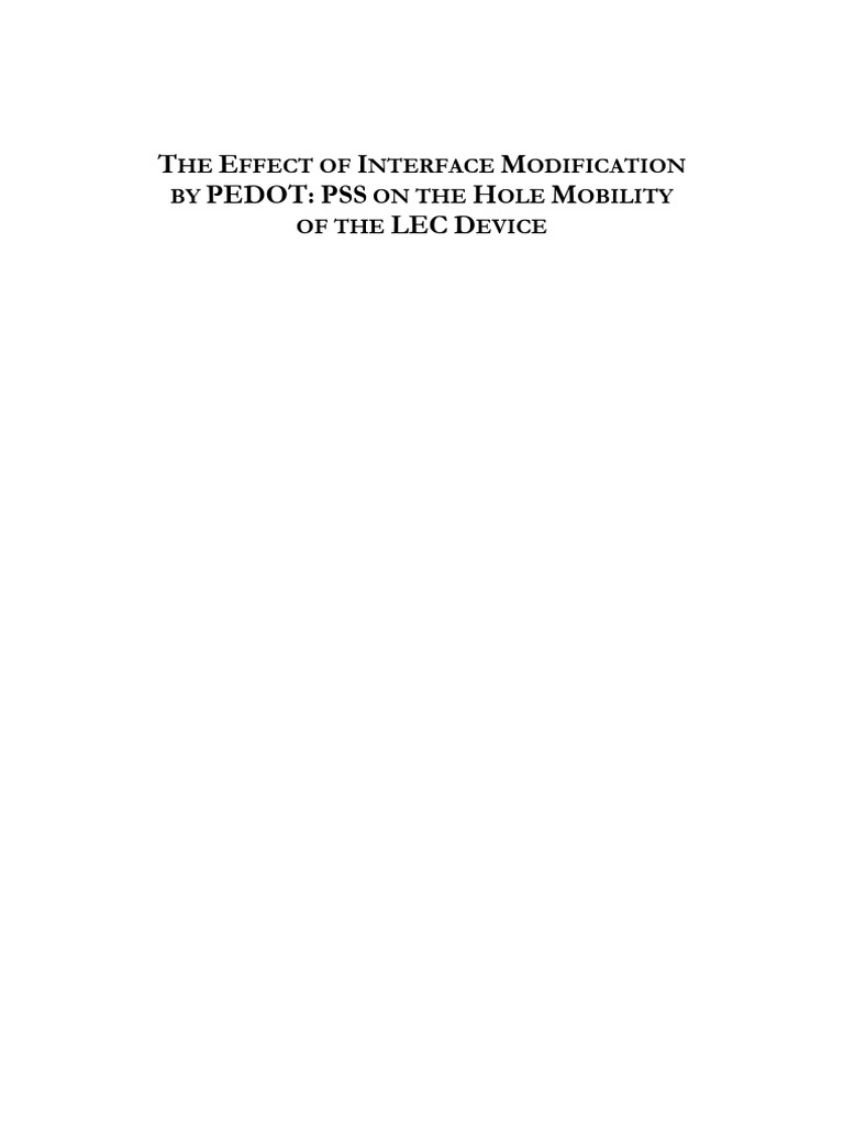 The Effect of Interface Modification by Pedot: PSS On The Hole Mobility ...