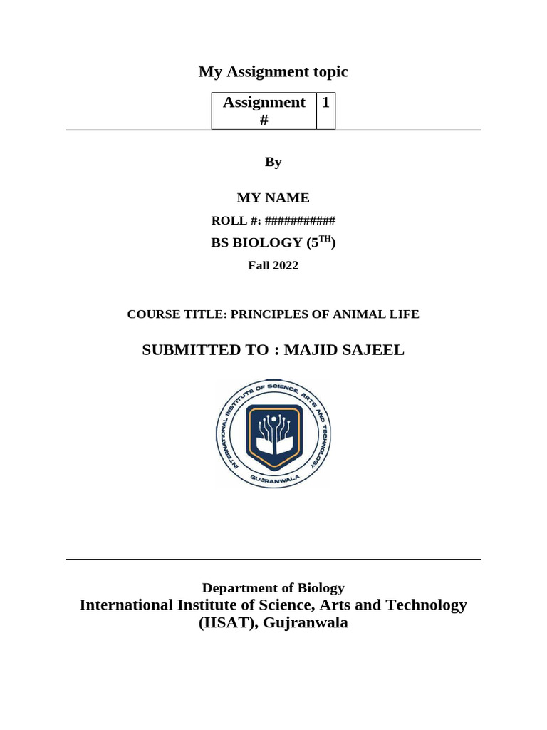 Sample Title Page For Assignment | PDF