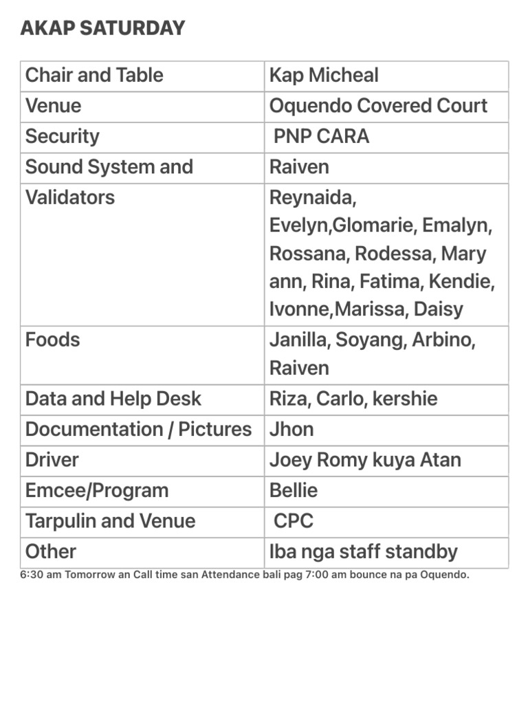 Akap Saturday 2 | PDF