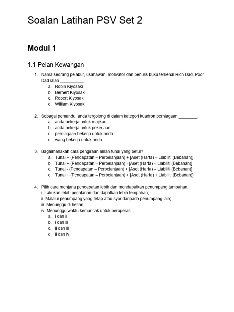 Contoh Soalan Ujian PSV - Set 2 | PDF