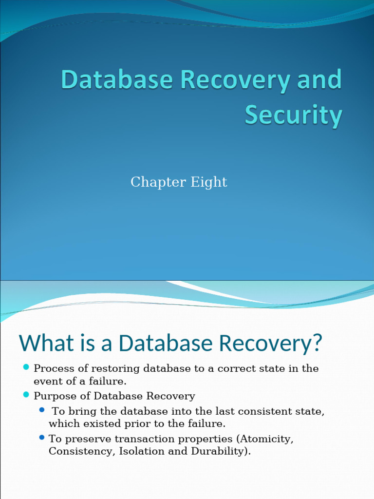 Chapter8 Recovery and Security 1 | PDF | Databases | Database Transaction