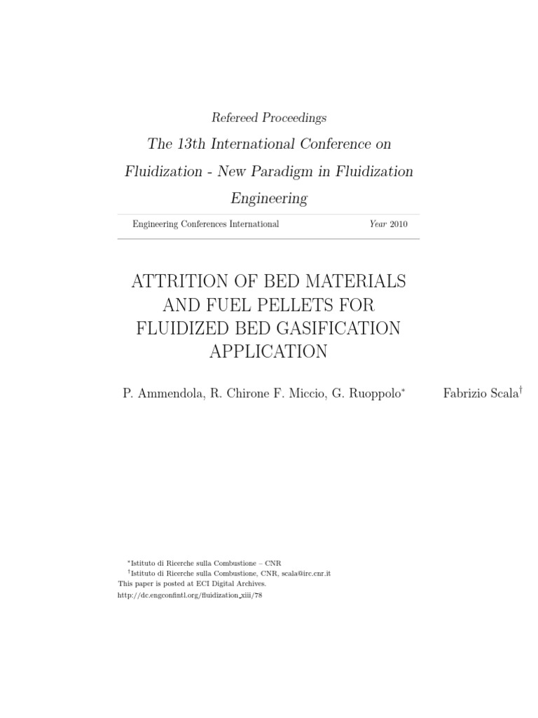 Attrition of Bed Materials and Fuel Pellets For Fluidized Bed Gas | PDF | Gasification ...