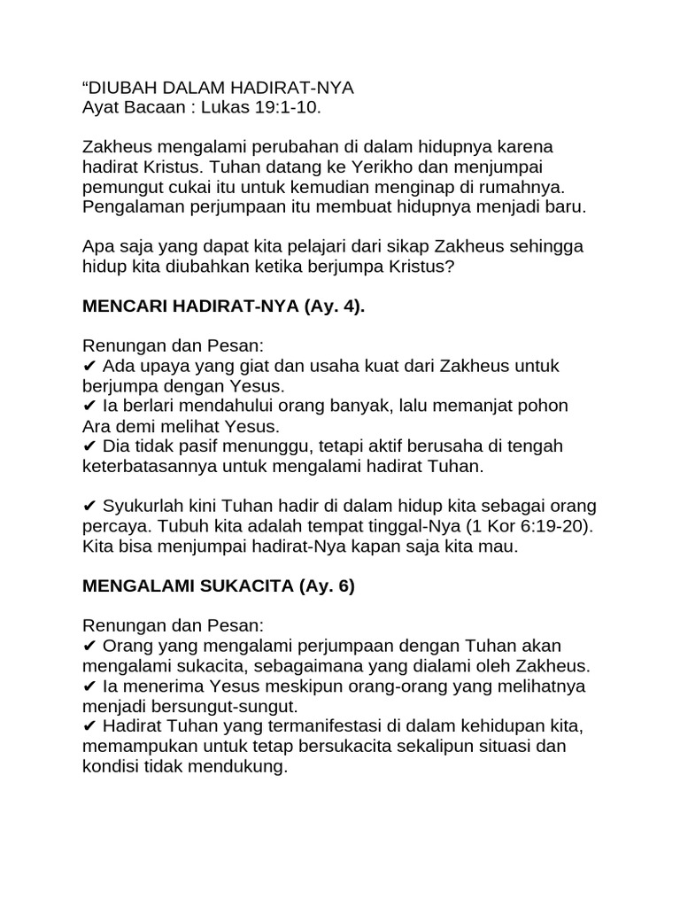 "Diubah Dalam Hadirat-Nya | PDF