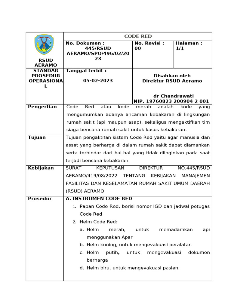Sop Code Red | PDF