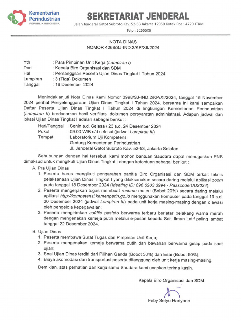 Surat Pemanggilan Peserta UD 2024 | PDF