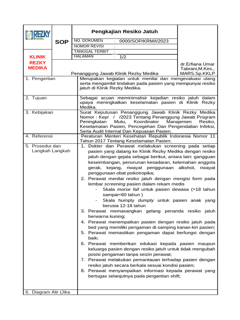 BAB 2_2.7_ SOP Pengkajian Resiko Jatuh_ Yurike | PDF