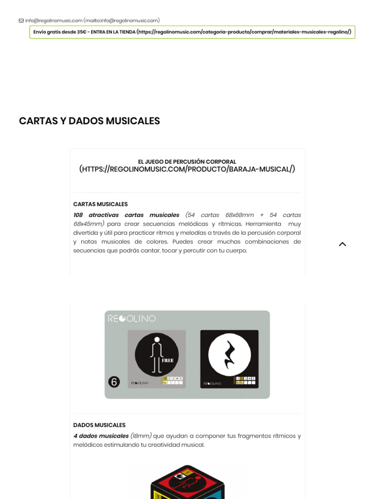 Cartas y Dados Musicales - MUSIC TRAINER - REGOLINO - MUSIC | PDF ...