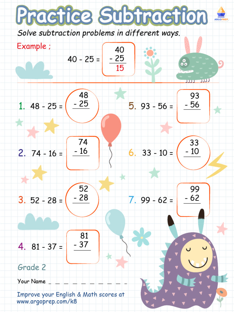2g Practice Subtraction 4-817lst | PDF