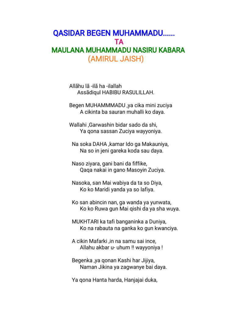 Begen Muhammadu..... A | PDF