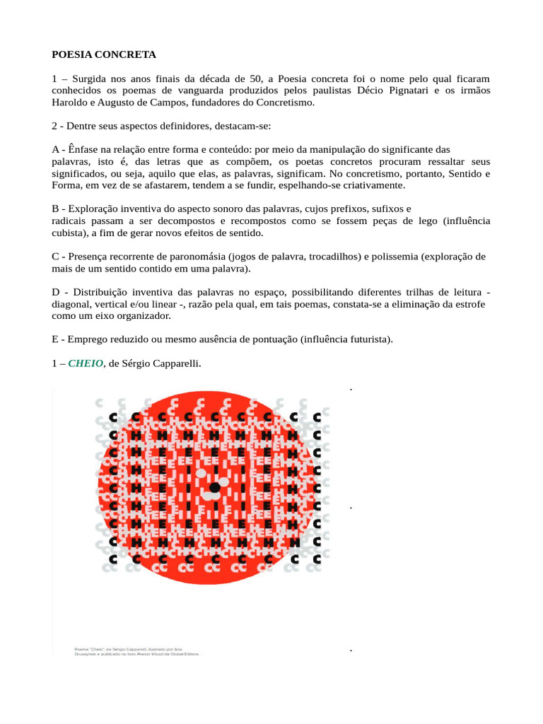 Poesia Concreta: Definições e Exemplos | PDF