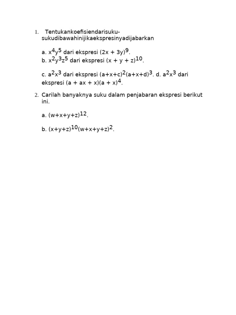 Latihan Koefisien Binomial | PDF
