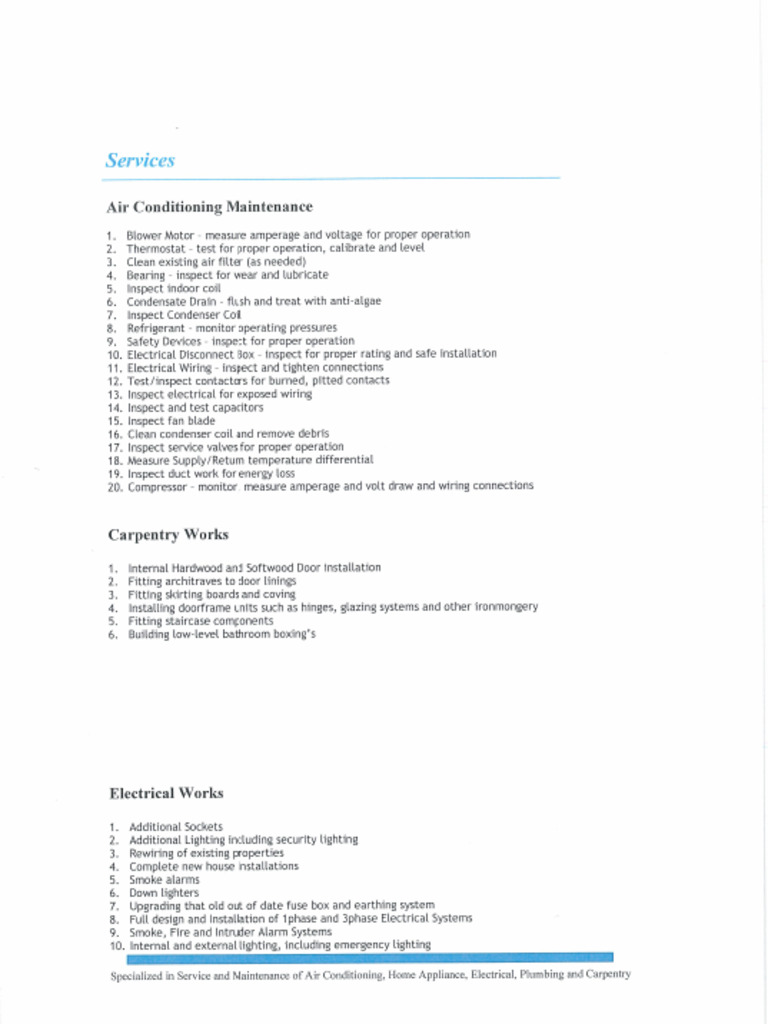 List of Services | PDF