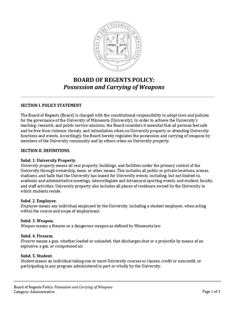 University Weapons Policy Overview | PDF | Security Guard | Government