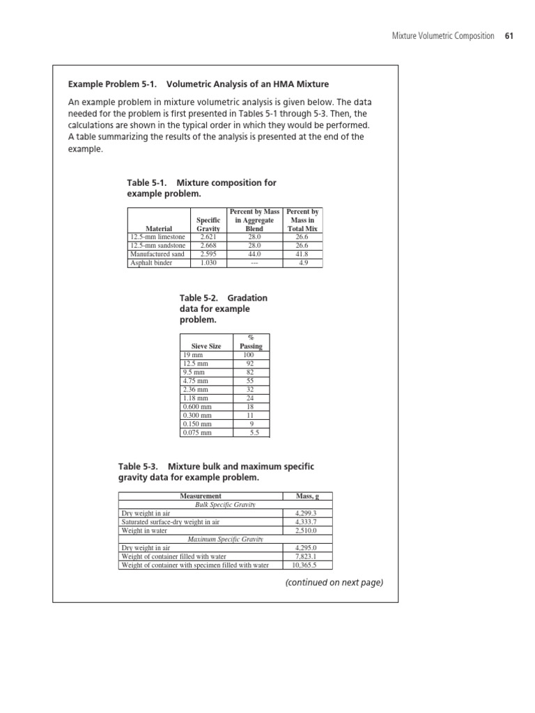Mix Volumetric Analysis - Example NCHRP RPT 673 | PDF | Volume | Materials
