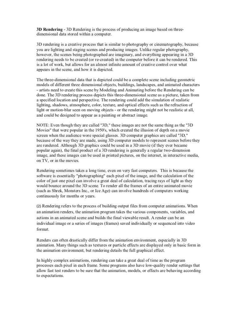 Rendering | PDF | Rendering (Computer Graphics) | 3 D Computer Graphics