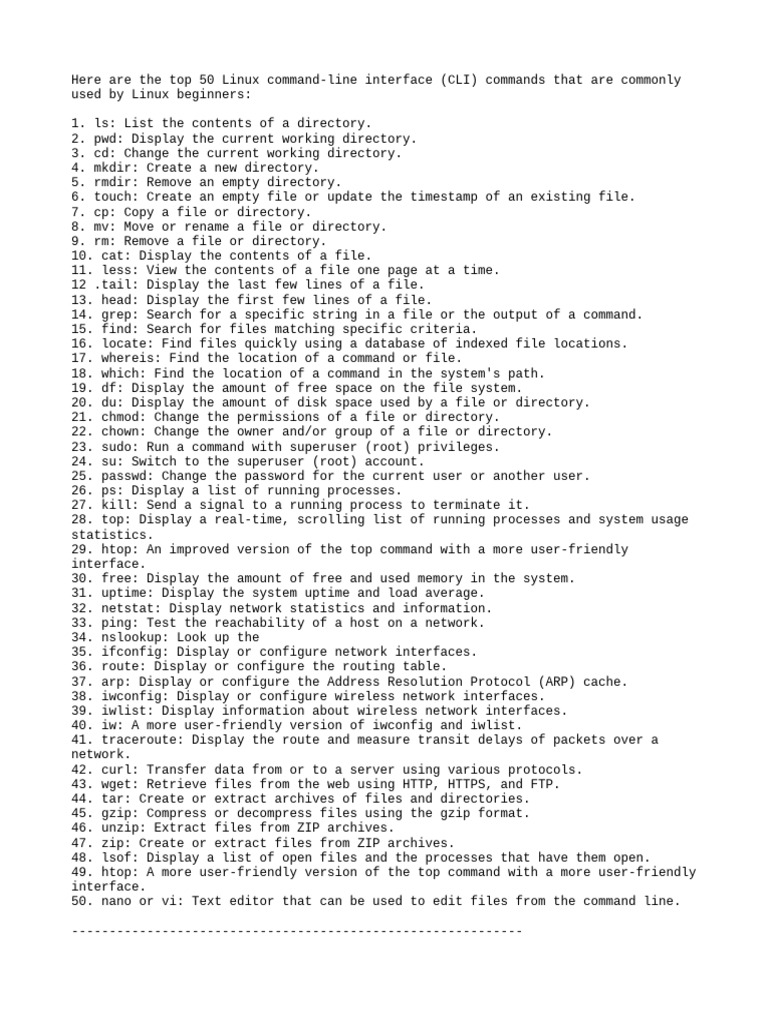 Linux Command-Line Interface (CLI) Commands | PDF | Superuser | Computer File
