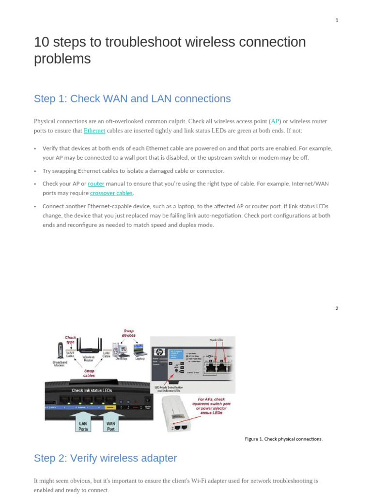 10 Steps To Troubleshoot Wireless Connection Problems | PDF | Ieee 802.11 | Radius