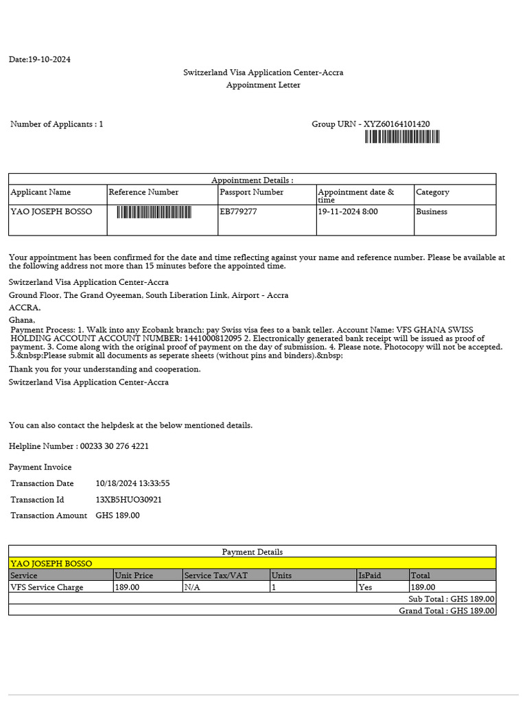 XYZ60164101420 | PDF | Visa Inc. | Travel Visa
