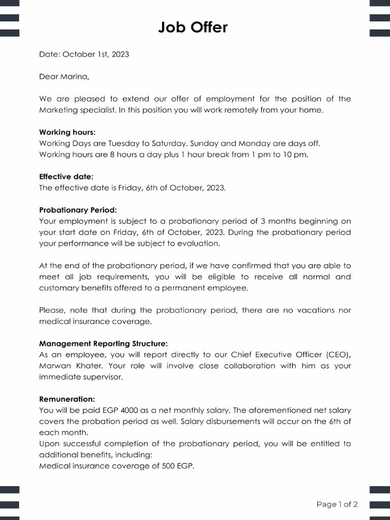 Job Offer Letter | PDF