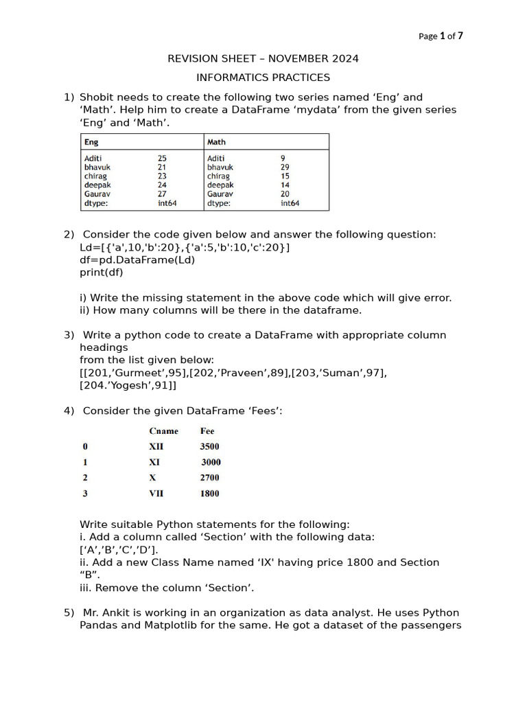 Dataframe Revision Pdf Computer Science Computer Programming