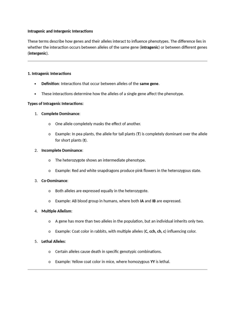 Intergenic and Intragenic Interractions | PDF | Allele | Dominance ...