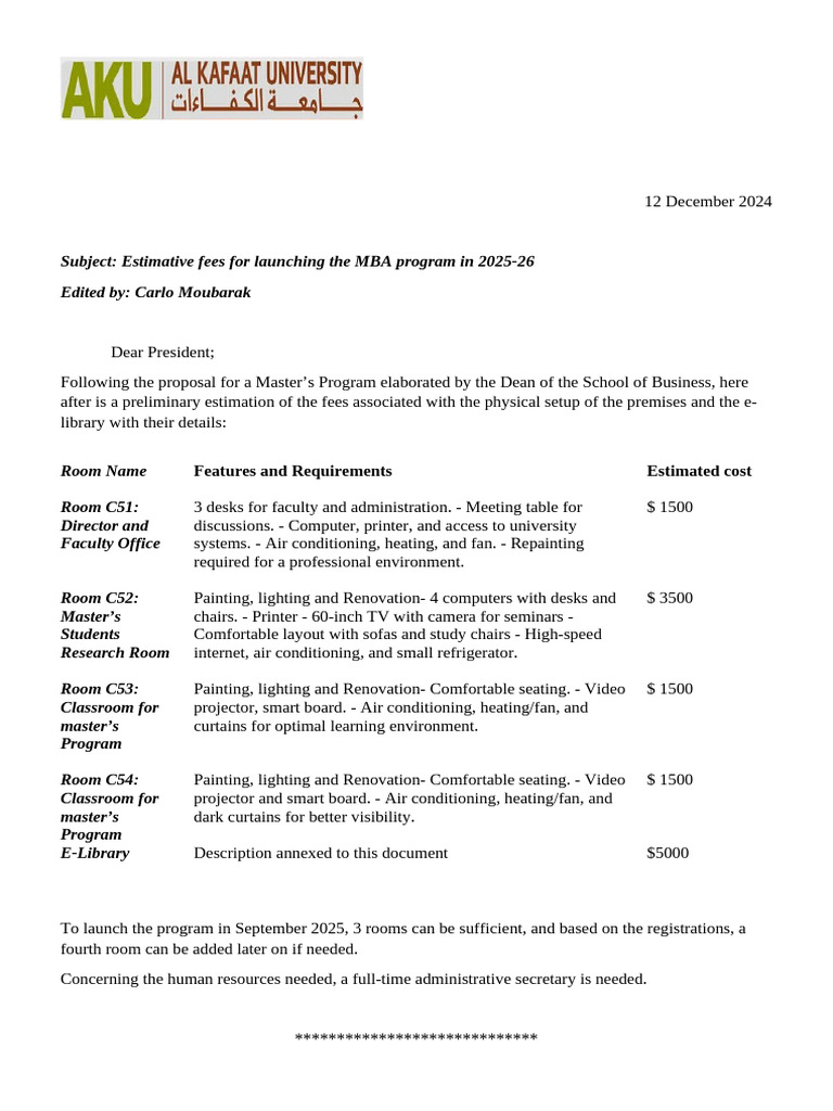 Masters Fees Estimation | PDF