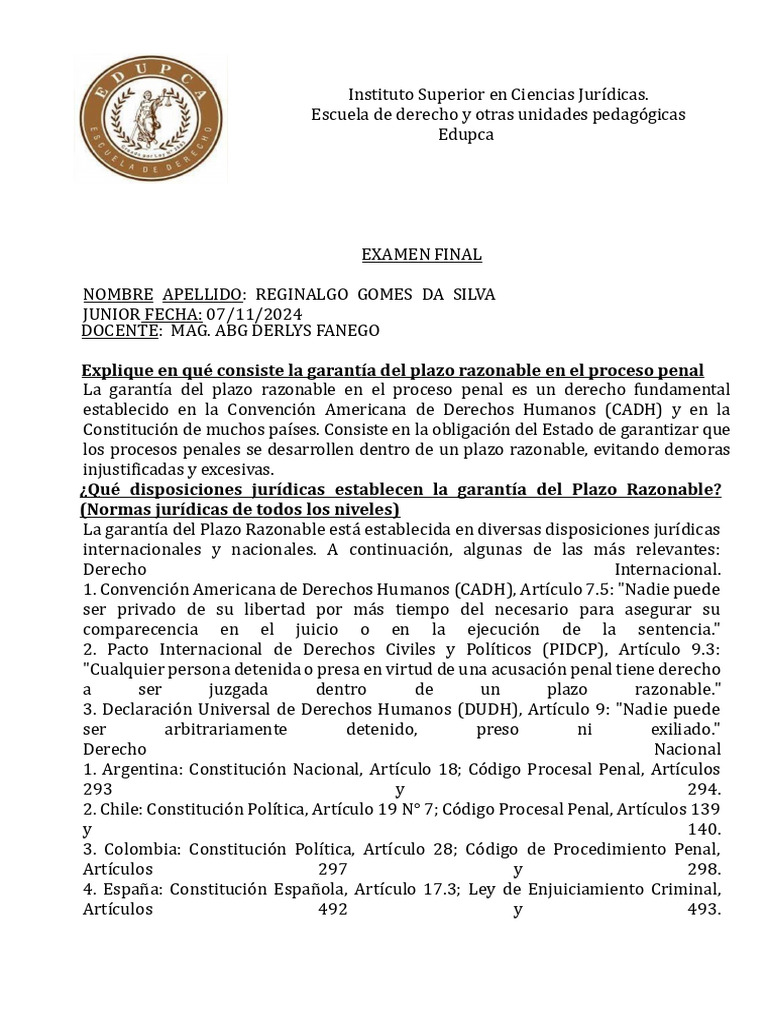 Examen 05 11 2024 Maestria DPG | PDF | Derecho penal | Estatuto de limitaciones