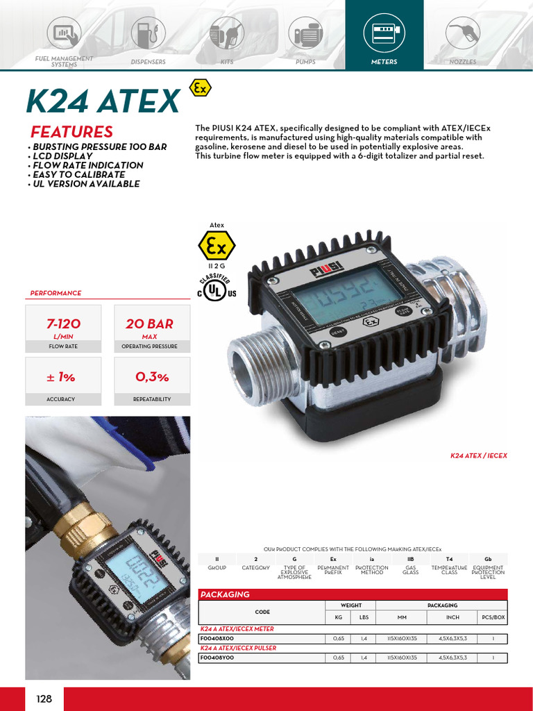 K24 Atex Piusi Datasheet Fuel 09.2024 en | PDF | Diesel Fuel | Flow ...