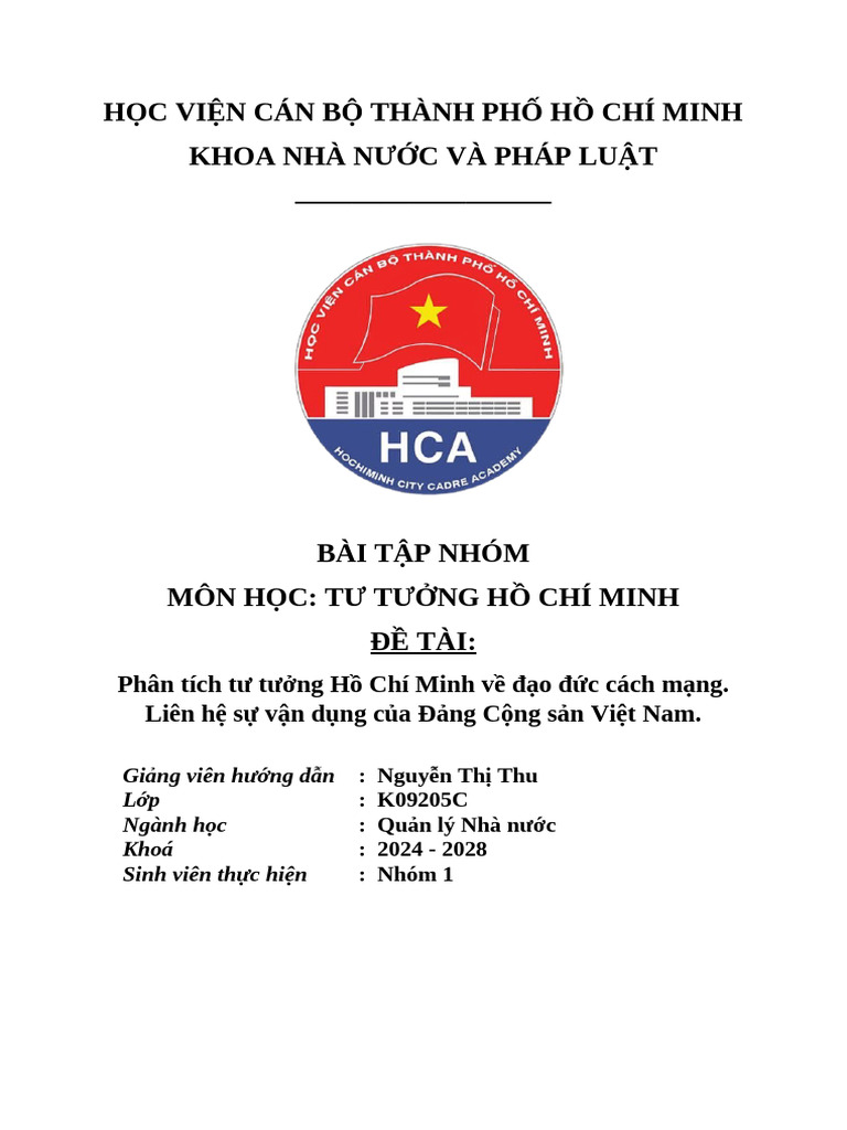Tthcm Nhóm 1 Bản Word | PDF