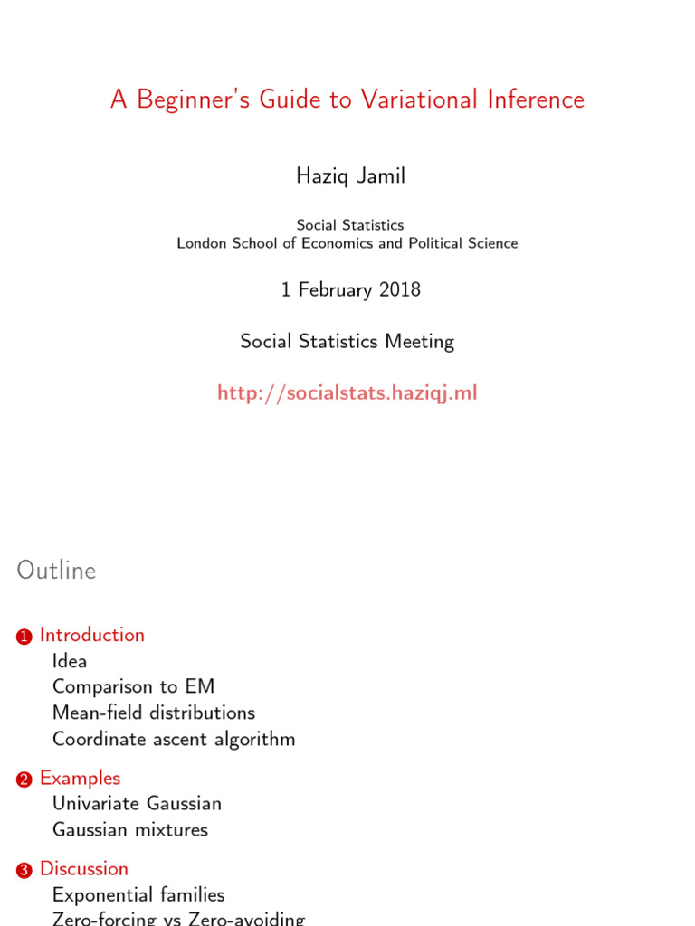 A Beginner’s Guide to Variational Inference | PDF | Statistical Inference | Statistical Theory