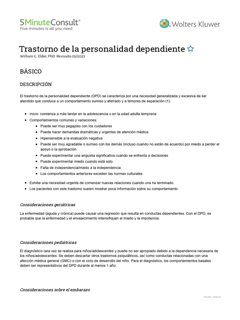 Trastorno de La Personalidad Dependiente - Enfermedades y Afecciones ...