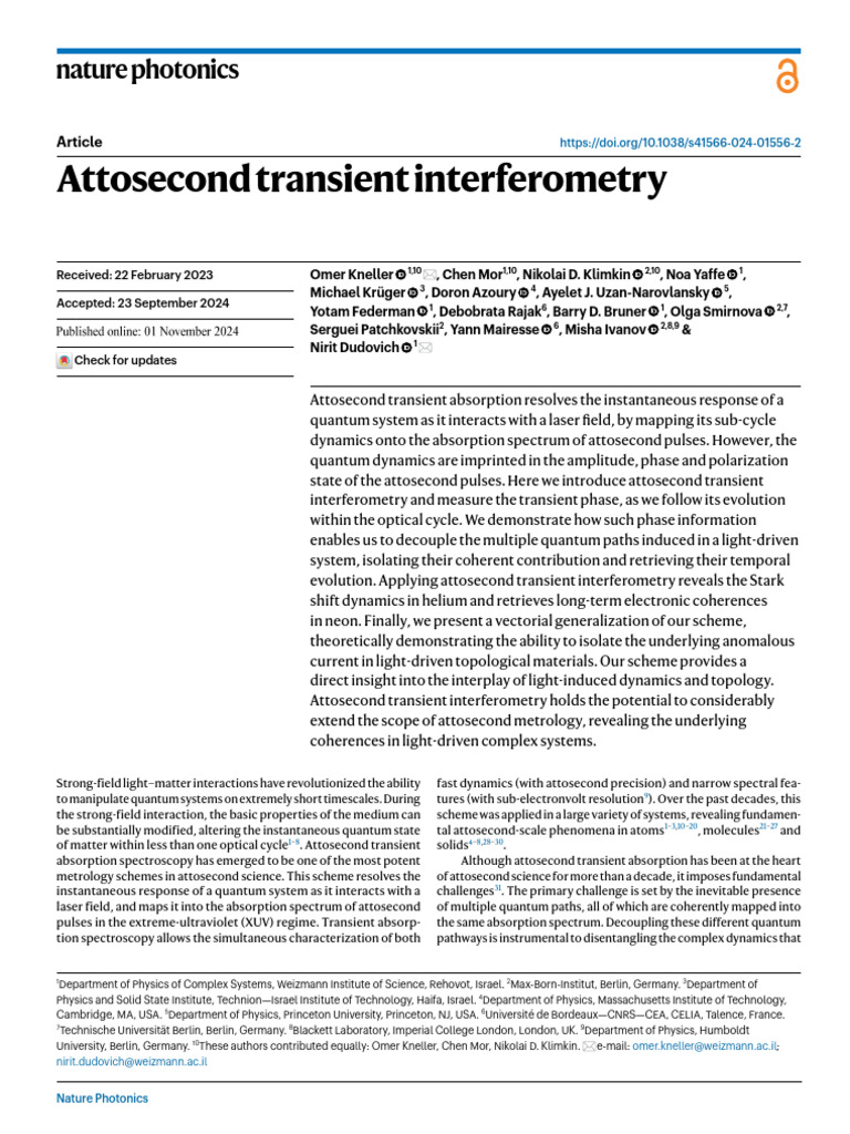 s41566-024-01556-2 | PDF | Interferometry | Nonlinear Optics