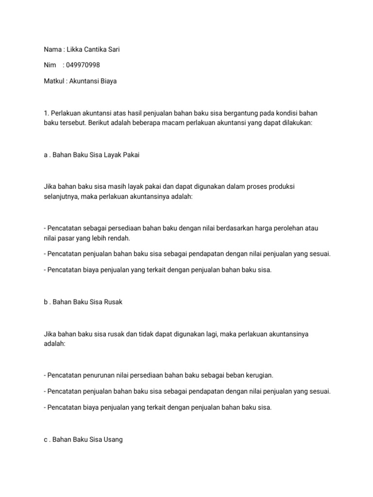 Tugas 3 Akuntansi Biaya - Likka Cantika Sari | PDF
