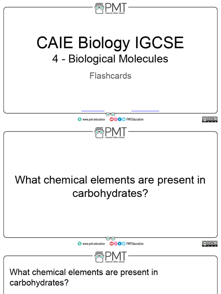 Flashcards - Topic 4 Biological Molecules - CAIE Biology IGCSE | PDF ...