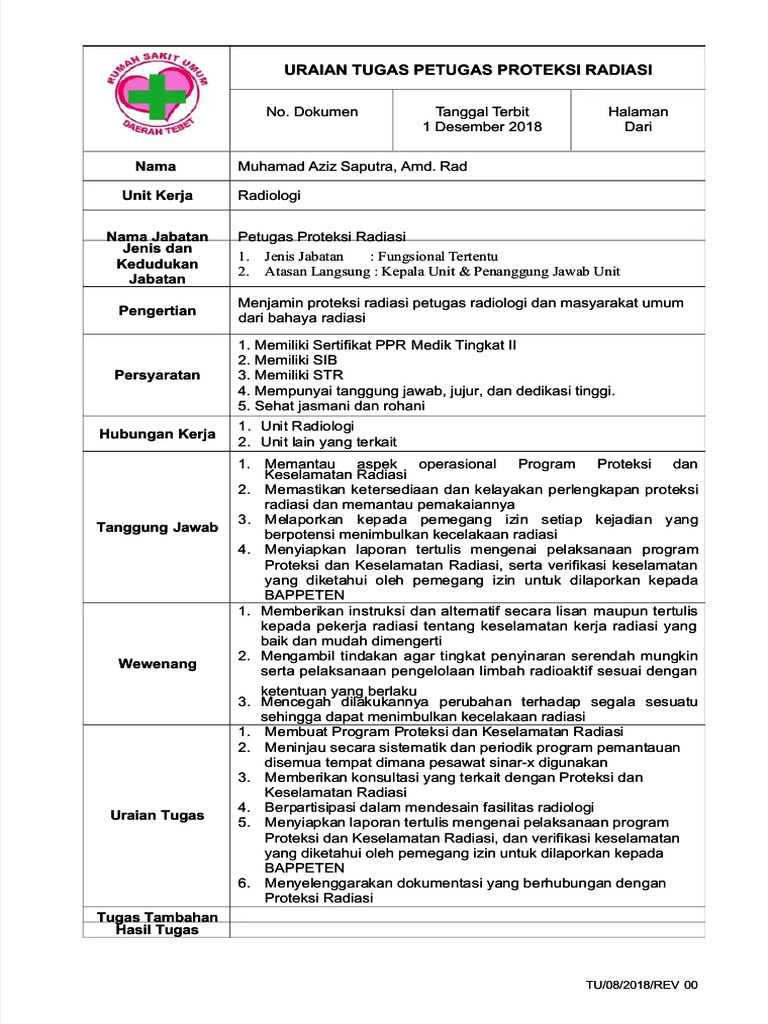 Uraian Tugas Petugas Proteksi Radiasi Uraian Tugas Petugas Proteksi Radiasi | PDF