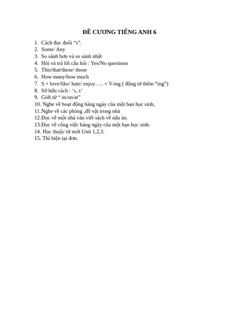 ĐỀ-CƯƠNG-TIẾNG-ANH-6-HK-1-23-24 | PDF