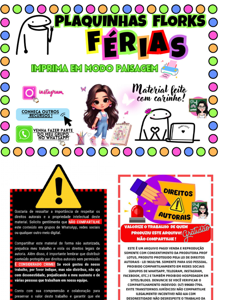 Plaquinhas Florks Férias | PDF