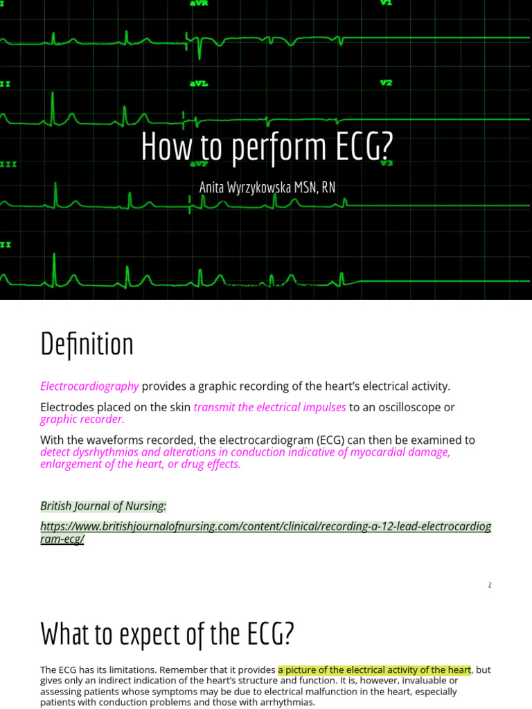 How to Perform ECG.pptx(1) | PDF | Electrocardiography | Heart
