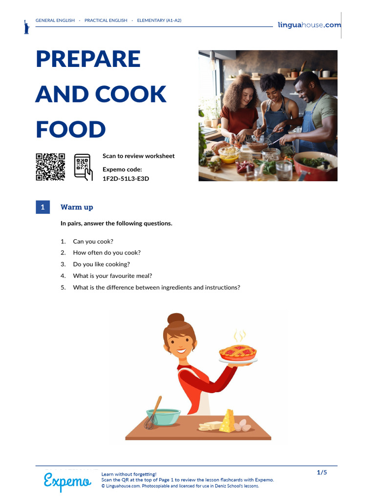 Cooking Basics for Beginners A1-A2 | PDF | Cooking | Pasta