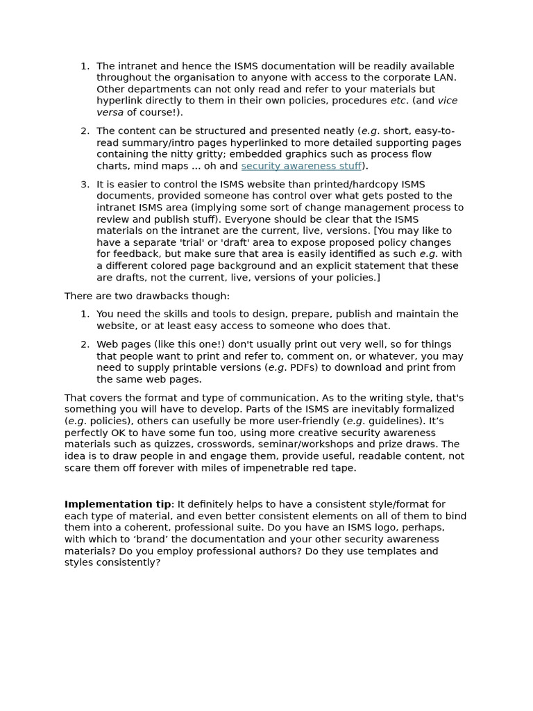 ISMS documentation | PDF | Hyperlink | Computing