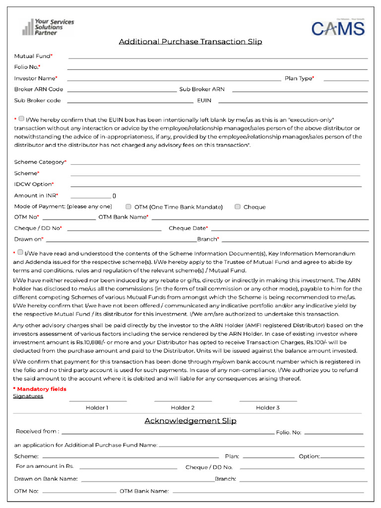 Additional Purchase Transaction Slip | PDF