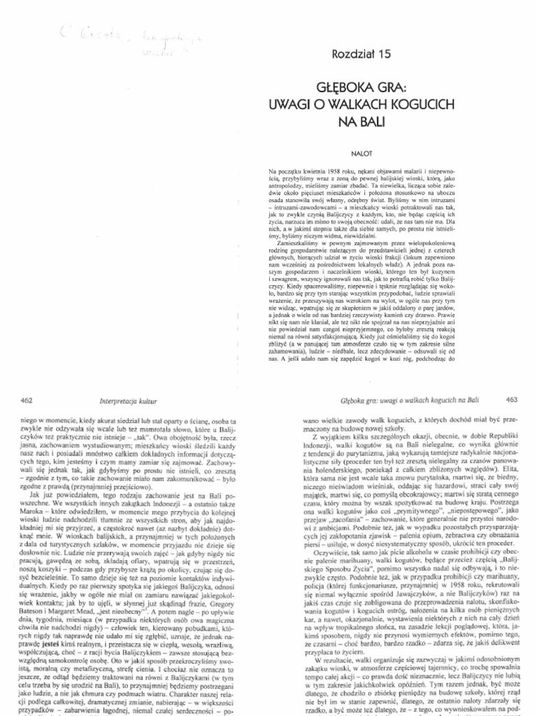 01_C. Geertz_Uwagi o Walkach Kogucich | PDF