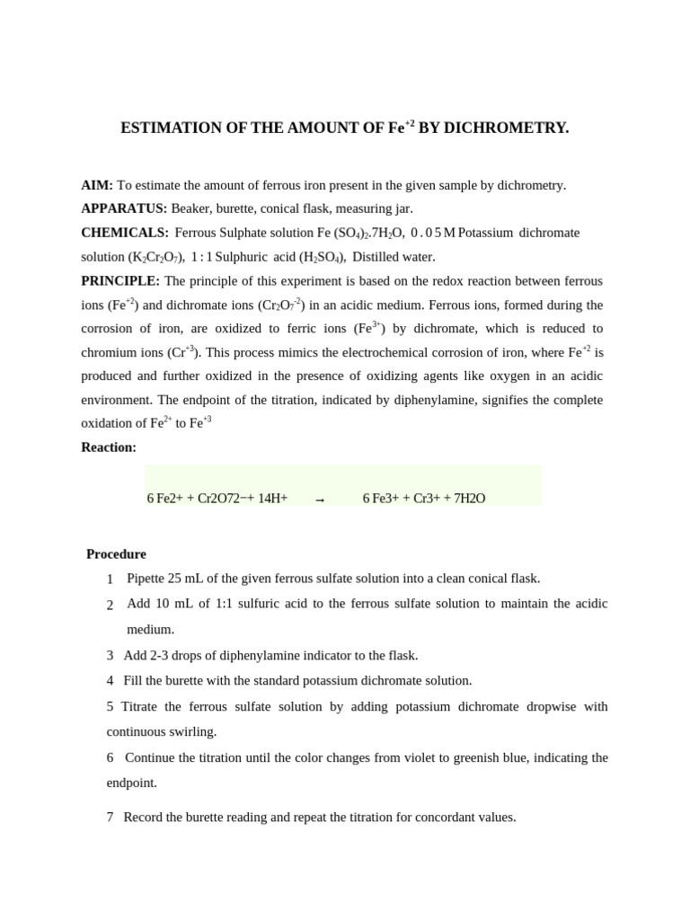 Exp No 7 Dichrometry | PDF
