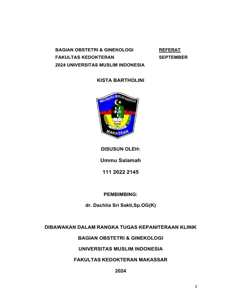 Kista Bartholini: Gejala dan Penanganan | PDF