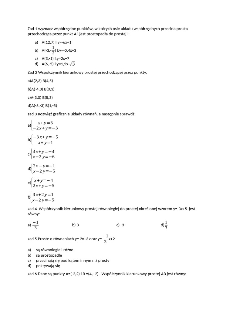 Funkcja Liniowa-Zadania 2 | PDF